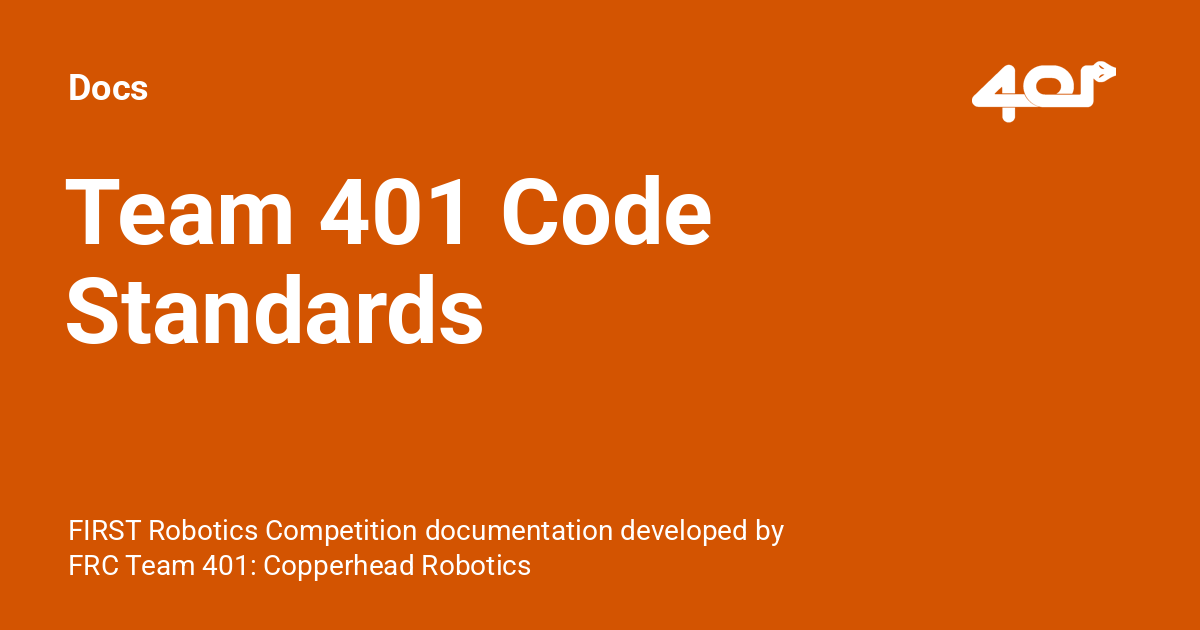Team 401 Code Standards - Docs